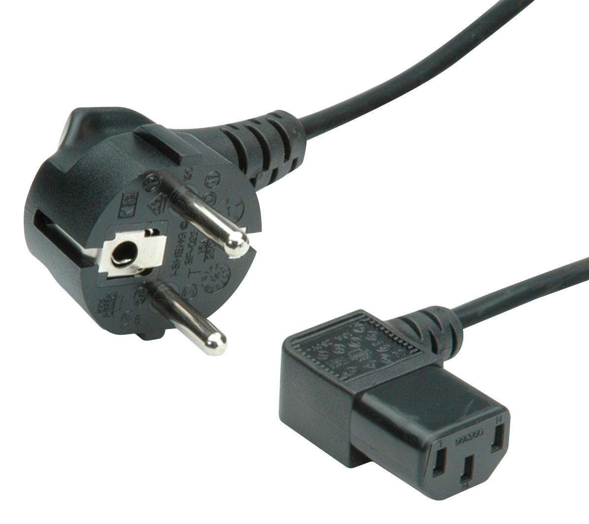 19 08 1118 Roline Netzkabel Cee 7 7 Stecker 90° Auf Iec 60320 C13